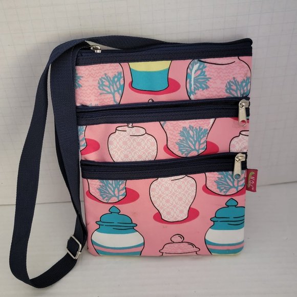 Ngil | Bags | Ngil Bag Pink Blue Jars Urns Crossbody Bag Canvas Bag ...
